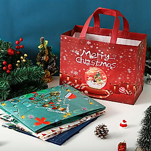 YANGTE Christmas Gift Bags Assorted Sizes 12 Pack - Extra Large and Large Gift Bags for Presents - Holiday Gift Bags for Marry Christmas Presents 4 Extra Large 15” and 4 Large 12”