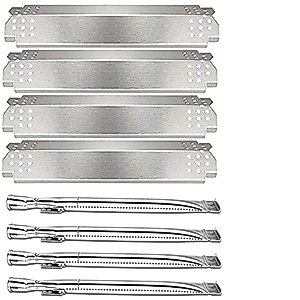 Outdoor Bazaar Set of 4 Replacement Burners and Stainless Steel Heat Plates Tent Shield Replacement Kit for Home Depot Nexgrill 720-0830H, 720-0830D Gas Grill