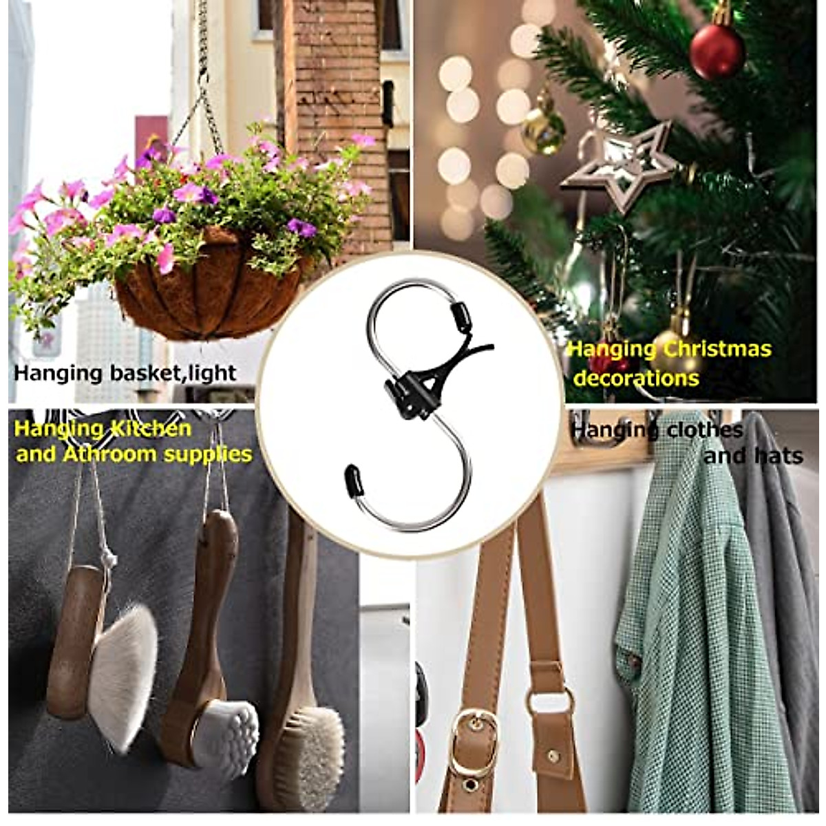 GEZIDEA S Hooks Stainless Steel Heavy Duty S Hooks Anti Drop for Kitchen,Work Shop,Bathroom,Garden,Wardrobe,Office,Perfect Rack Hooks,Big,10Pieces