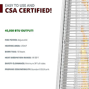 Kinger Home 46000 BTU Outdoor Propane Patio Heater with Wheels, 88 Inch Tall, Commercial & Residential