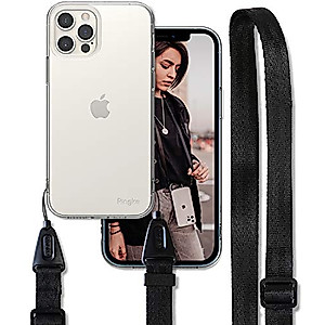 Ringke Air Shoulder Strap Compatible with iPhone 12 Pro Max Case, Crossbody Necklace Lanyard with Clear TPU Silicone Phone Cover for 6.7-inch (2020) - Clear