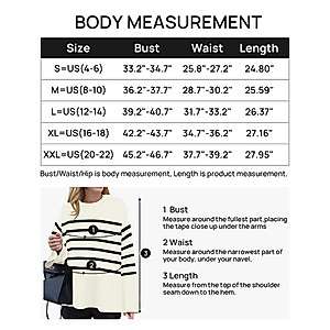 ZESICA Women's Fall Winter Striped Long Sleeve Crew Neck Ribbed Knit Side Slit Oversized Pullover Sweater Jumper Top,Beige,Large