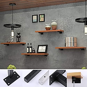 Flybath Shelf Brackets 6 Pack 6Inch / 15CM Stainless Steel Floating Bracket Heavy Duty Wood Shelves Support Wall Mounted Farmhouse Furniture Home Decorations, Matte Black