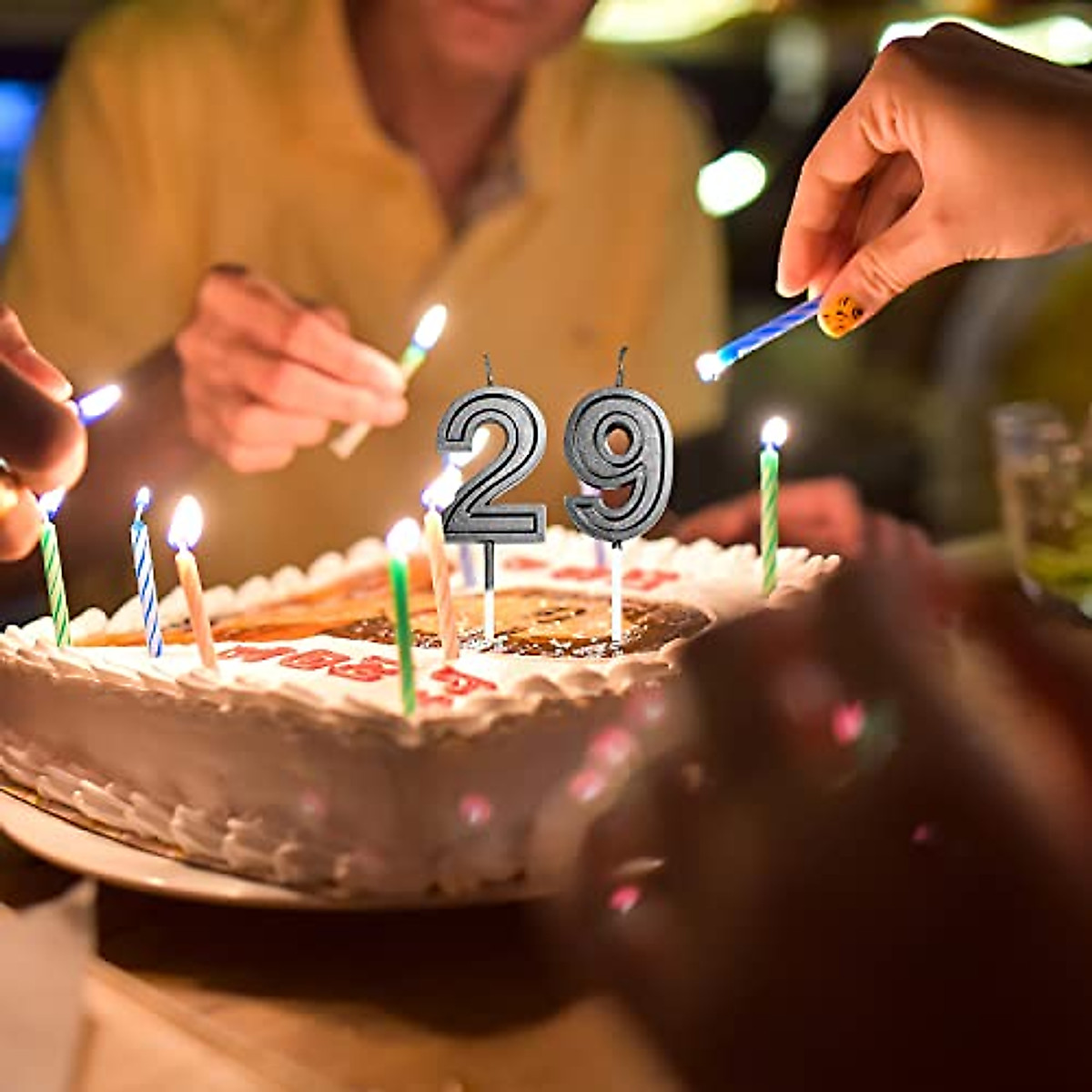 29th & 92nd Birthday Candles Number 29 92 Cake Topper Happy Birthday Decoration for Women Men Girls Boys Party Wedding Anniversary Celebration (Black)