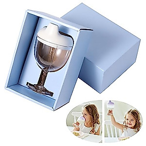 Mokde Mondge Wine Glass Sippy Cup Plastic Goblet Cup Beverage Mug Milk Bottle with Lid for Baby Kids Birthday Party Christmas Celebration New Year Celebrating (White)