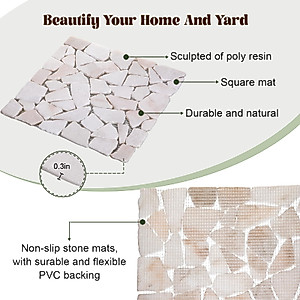 Sasylvia 6 Pcs 12 Inch Stepping Stones Outdoor Square Marble Riverstone Decorative Pathway Stepping Stones for Garden Walkway Pathway Outdoor Lawn Yard Decorations