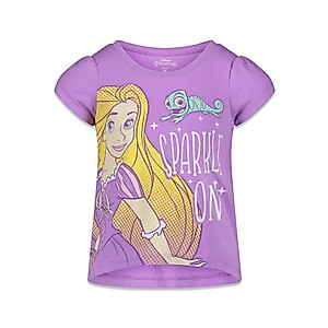 Princess Mulan Tiana Rapunzel Moana Big Girls 4 Pack T-Shirts 14-16