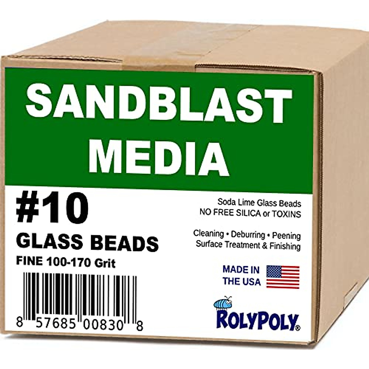 Sandblasting Media Glass Beads #10 (10 LBS) 100-170 Grit for Sandblaster Abrasive, Blasting Gun, Sand Blast Cabinet