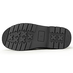 Hawkwell Girls Boys Combat Work Boots Side Zipper Ankle Boots with Rainbow Lace Up,Black Patent PU,13 M US Little Kid