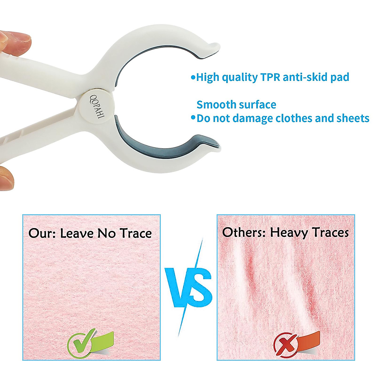 Beach Towel Clips for Beach Chairs Cruise, Strong Grip Clothes Pins Non-Slip Pool Chair Clips Plastic Quilt Drying Clip for Laundry Towel Clothes Blankets Set of 8, with Drawstring Bag(Blue+Khaki)