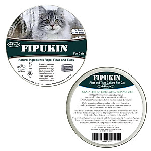 Natural Ingredients Flea Collar for Cats, Safe and Effective Flea and Tick Repellent, Waterproof, 8 Months Protection Each, Free Comb and Tick Scoop, One Size Fits All, 13.8 inch, 4-Pack