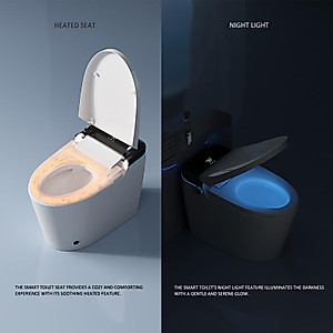 BIASUNS Modern Smart Toilet with Auto Flush, Foot Sensor Flush, One Piece Bidet Toilet with Warm Water, Heated Bidet Seat, Warm Air Drying, Tankless Toilets with Remote Control, Elongated