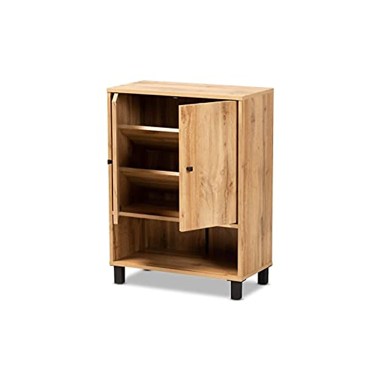Baxton Studio Shoe Cabinet with Oak and Black ATSC1613-Wotan Oak-Shoe Cabinet
