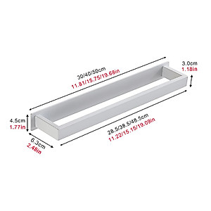 White Bathroom Adhesive Towel Holder Stainless Steel 304 Square Towel Bar Wall Mounted Kitchen Towel Rack 40cm