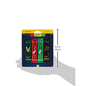 Vandoren SRMIXA3 Alto Sax Jazz Reed Mix Card includes 1 each ZZ, V16, JAVA and JAVA Red Strength 3