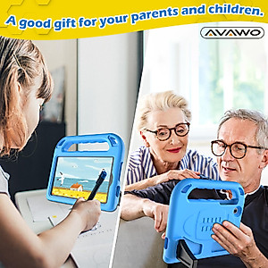 AVAWO TCL Tab 8 LE (9137w) / Tab 8 WiFi (9132x) 2023 Case for Kids, Children Friendly, Boys and Girls EVA Handle Stand Shockproof Tablet Cover for TCL Tab 8 LE/WiFi -Blue