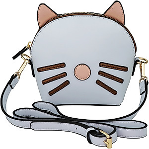B BRENTANO Vegan Medium Cat 3D Ear Whisker Crossbody Bag (Blue)