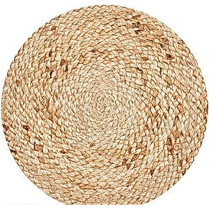 Indian Round Placemat Table Throw Hippie Beige 30 CM Set of 2 PC Bedside Mat Jute Handcrafted Kitchen Decor Dining Mat
