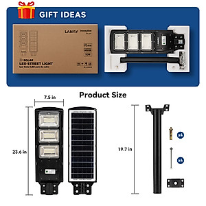 LANGY 2 Pack Led Solar Street Lights Outdoor 9000 Lumens,180 PCS LED,Dusk to Dawn Solar Powered Street Lights with Remote for Barn,Yard, Garden,Basketball Court