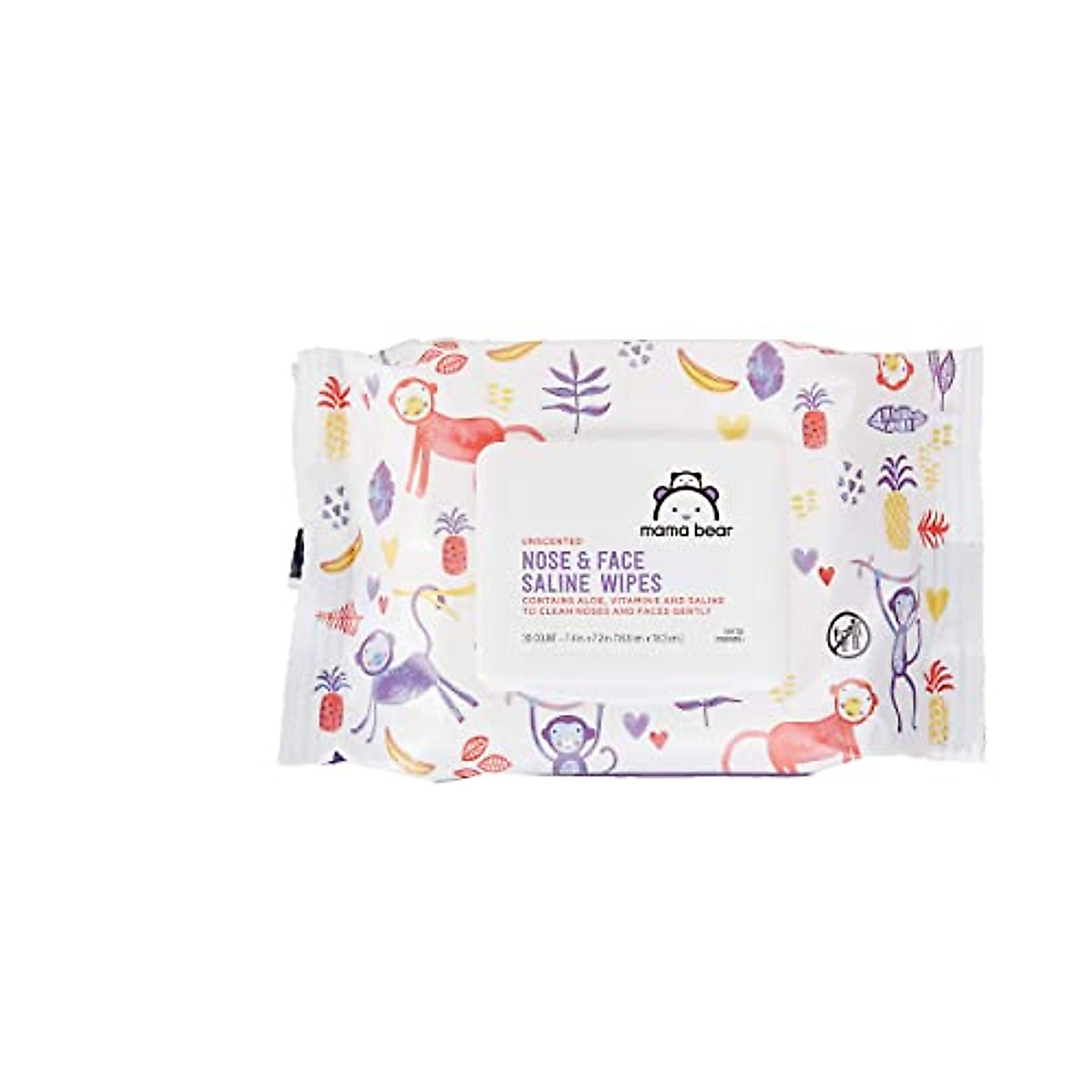 Amazon Brand - Mama Bear Saline Nose and Face Baby Wipes, Hypoallergenic, Unscented, 180 Count (6 Packs of 30)