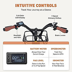 Viribus Electric Bike for Adults, 26" ebike with 500W Motor Shimano 7 Speed Shifter Pedal Assist Front Suspension for Men Women Seniors, 20mph Long Range Moped Electric Bicycle with 48V Battery, Black