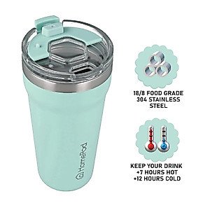 HomeRod 18 oz Stainless Steel Travel Insulated Tumbler Cup for Hot and Cold Drinks, Coffee Mug with Lid (Aqua Teal)