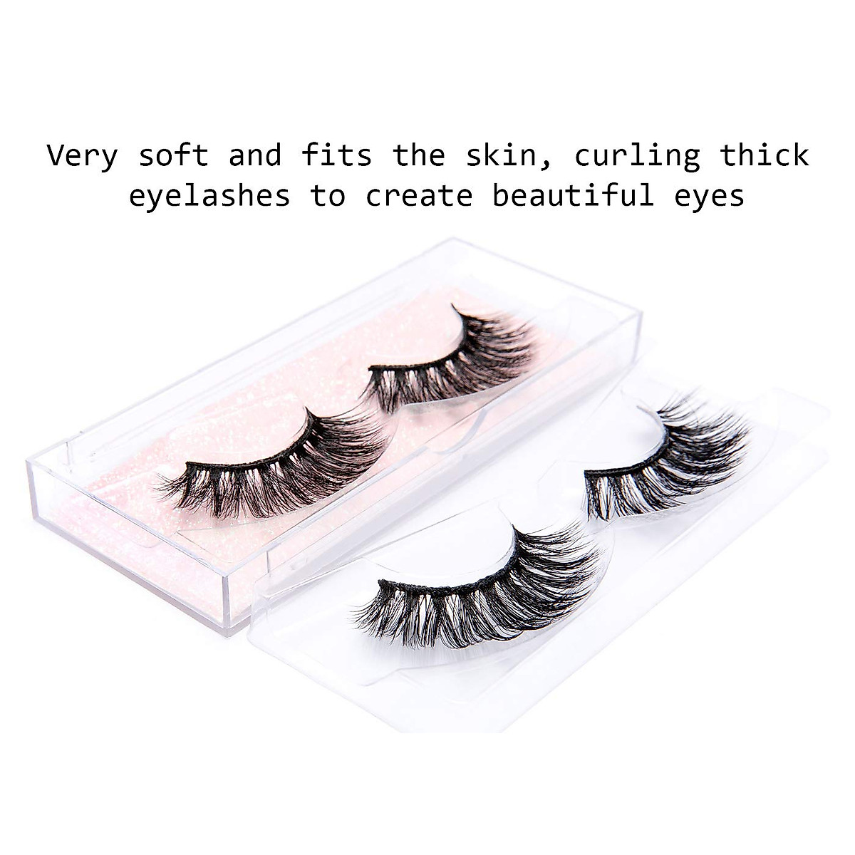 DYSILK Lashes False Eyelashes - Mink Lashes 5 Pairs 6D Faux Eyelash - Wispy Eyelashes Fluffy Strip Lashes Fake Eyelashes Reusable Lash Extension Kit | 15.5mm