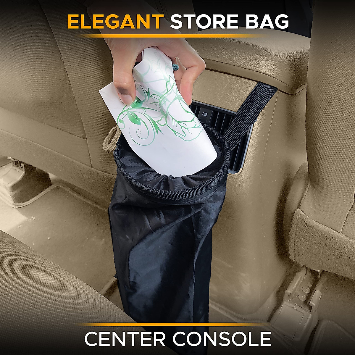 EcoNour Car Trash Can (2 Pack) | Hanging Trash Bag with Elastic Opening & Easy Mount | Garbage Can with Waterproof Oxford Material | Cute Accessories for Camping, Traveling & Outdoor