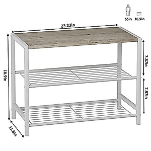 HOMEFORT 3-Tier Shoe Rack, Shoe Storage Shelf, Industrial Shoe Tower, Narrow Shoe Organizer for Closet Entryway, Small Shoe Rack Table with Durable Metal Shelves, White Oak