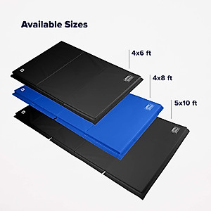 We Sell Mats 4 ft x 8 ft x 1.5 in Gymnastics Mat, Folding Tumbling Mat, Portable with Hook & Loop Fasteners, Black