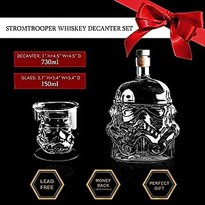 IITaozi Transparent Creative Whiskey Decanter Set Stormtrooper Bottle With 2 Glass for Wine, Brandy, Scotch, Vodka, Liquor750ml