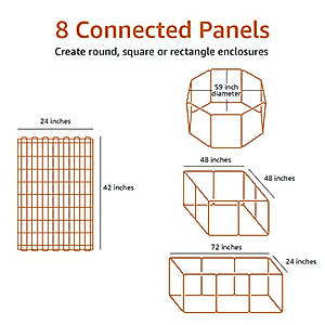 Amazon Basics Foldable Metal Exercise Pet Play Pen for Dogs, Single Door, 60 x 60 x 48 Inches, Black