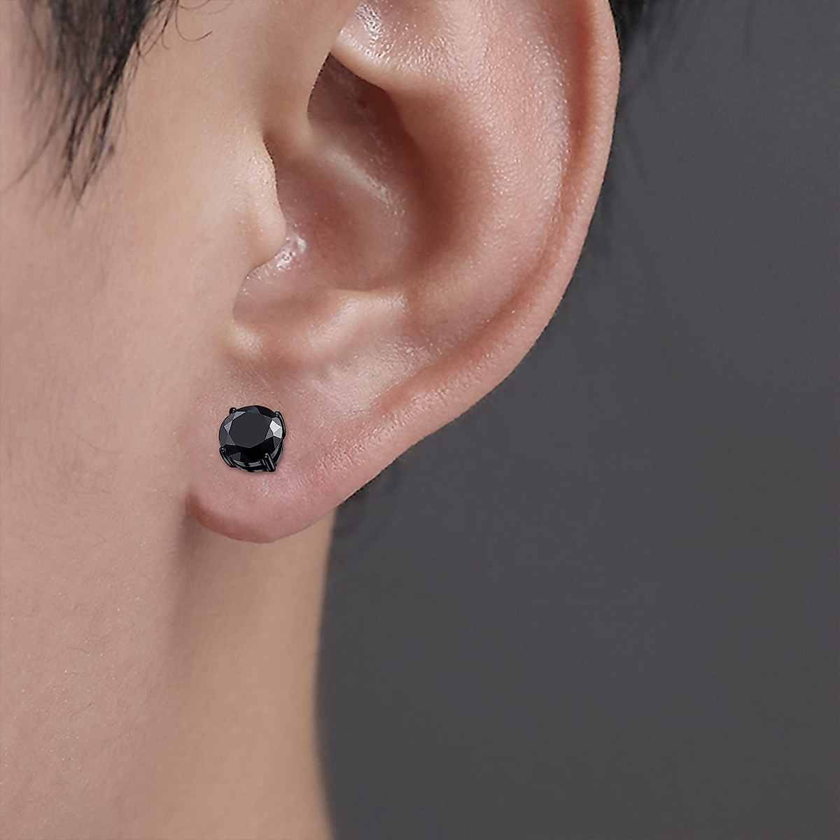 D.Bella Stud Earrings Fake Cubic Zirconia Diamond Earrings for Women Men Black