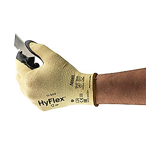 Ansell HyFlex 11-500 Kevlar Glove, Cut Resistant, Black Foam Nitrile Coating, Knit Wrist Cuff, Large, Size 9 (Pack of 12)