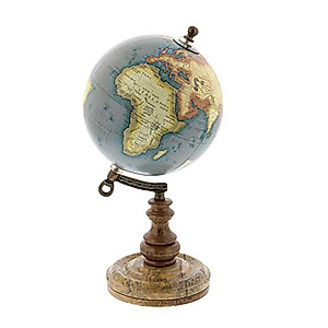 Deco 79 Plastic Globe with Wood Base, 5" x 5" x 10", Brown