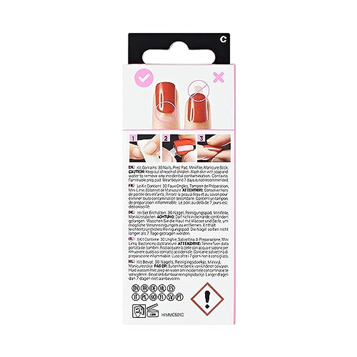 KISS imPRESS Press-On Manicure Halloween, Pink, Short Length, Square Shape, PureFit Technology, Chip Proof, Smudge Proof, Waterproof, Prep Pad, Mini Nail File, Manicure Stick & 30 Fake Nails