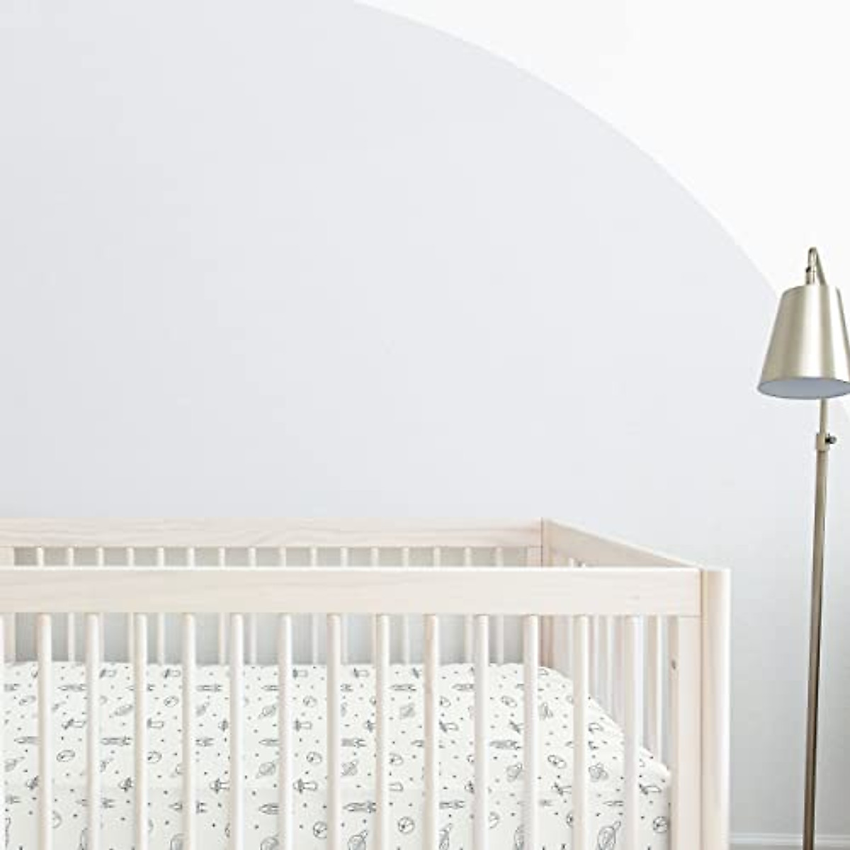 Makemake Organics Organic Crib Sheet GOTS Certified Organic Cotton Crib Sheet Fitted & Pillowcase Buttery Soft Breathable Natural Dyes Baby Toddler Bed Sheet Set (Astronaut Blue)