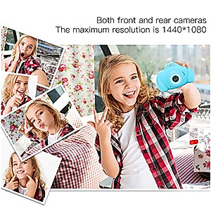 PAKIDS Kids Camera， 2 inch IPS HD Display Screen 1080P Cartoon Kids Camera Children Toy Cameras with Front and Rear Dual Cameras,Mini Camera(Blue) (Color : Blue)