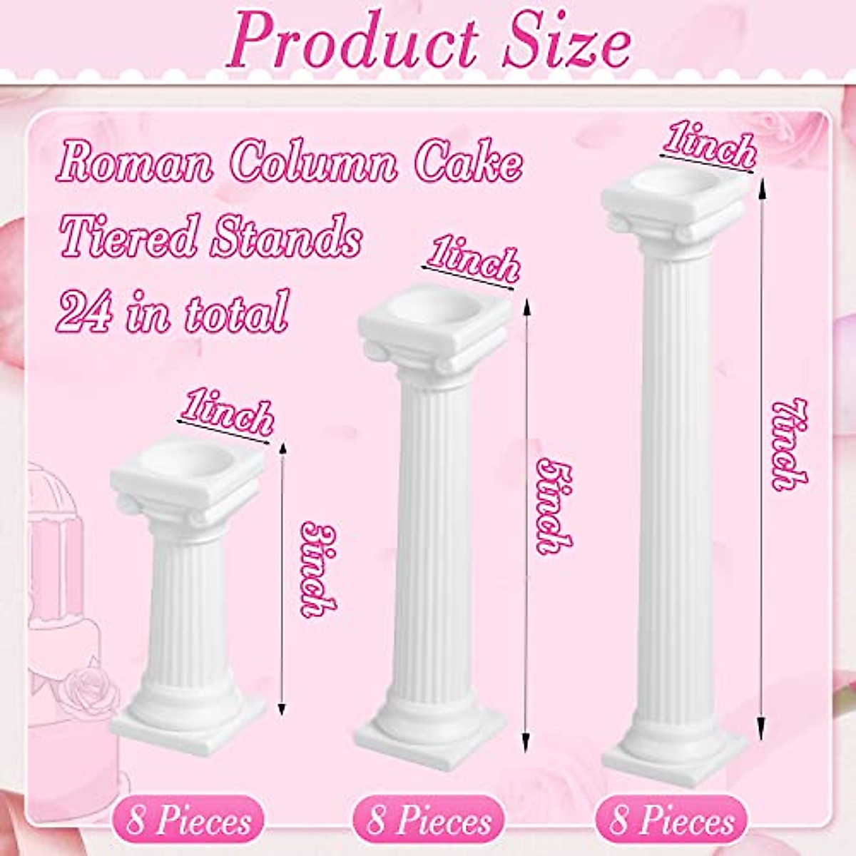 Elegant 24 Pcs Roman Column Cake Tier Separator Stands