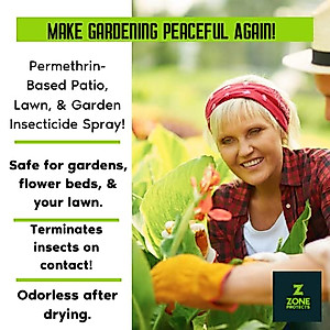 Z-Defense Patio, Lawn and Garden Spray Permethrin Insecticide, Gallon with Battery Operated Wand/Sprayer. Permethrin Based Pesticide Kills Ticks, Fleas, Flies, Spiders, Ants and Mosquitoes.