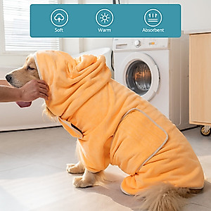 Avont Dog Bathrobe - Super Absorbent Pet Drying Towel Bath Robes After Bath Shower Swim Wet Walk for Puppies -Yellow(S)