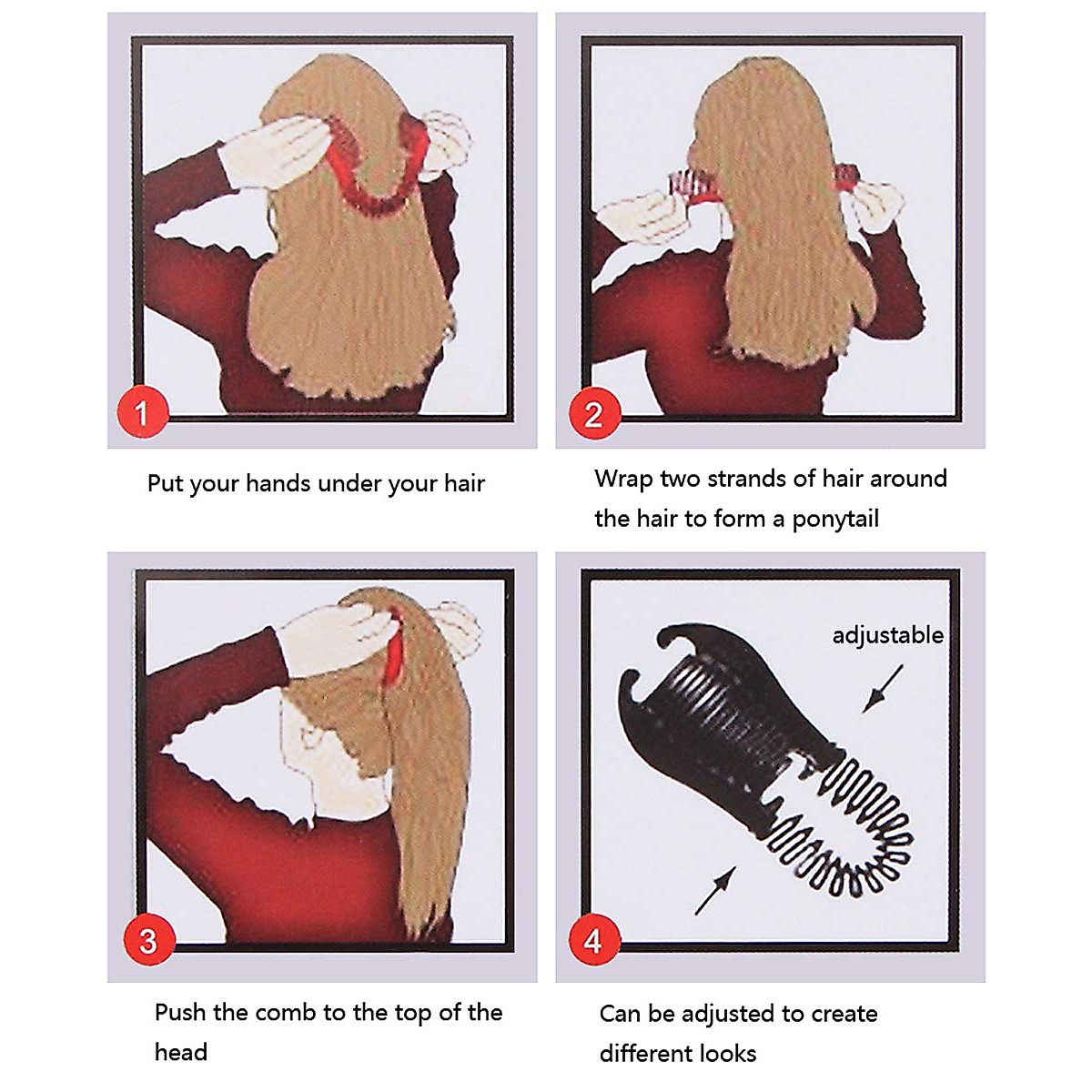 Nifocc Interlocking Banana Combs Stretch Flexible Hair Combs Clips Flexible Ponytail Hair Clincher Hair Accessories for Women and Girls 2 Pcs Brown and Black