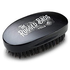 The Rugged Bros Natural Beard Brush for Men | Grooming, Wooden Handle Hair Brush for Men's Beards, 100% Boar Bristles, Promotes Growth While Grooming Beards and Mustache - Home or Travel