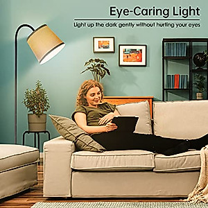 AUQUEE LED Floor Lamp, Standing Lamp for Living Room with Linen Lamp Shade,Adjustable Gooseneck Modern Reading Light,Floor Lamps for Bedroom,Office,Farmhouse,12W LED Bulb Included