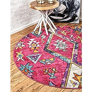 Unique Loom Sedona Collection Distressed, Southwestern, Over-Dyed, Tribal, Abstract Area Rug, 3 ft 3 in x 3 ft 3 in, Pink/Beige