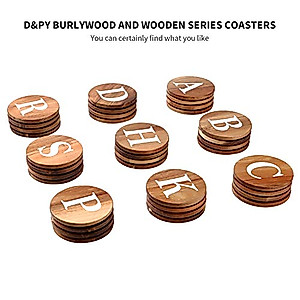 Wood Coasters Set, Natural Wooden Letters Coasters for Drinks, Set of 4 Wood Coasters, Wedding Coasters, Personalized Coasters Customizable with Name, Monogrammed Letter M