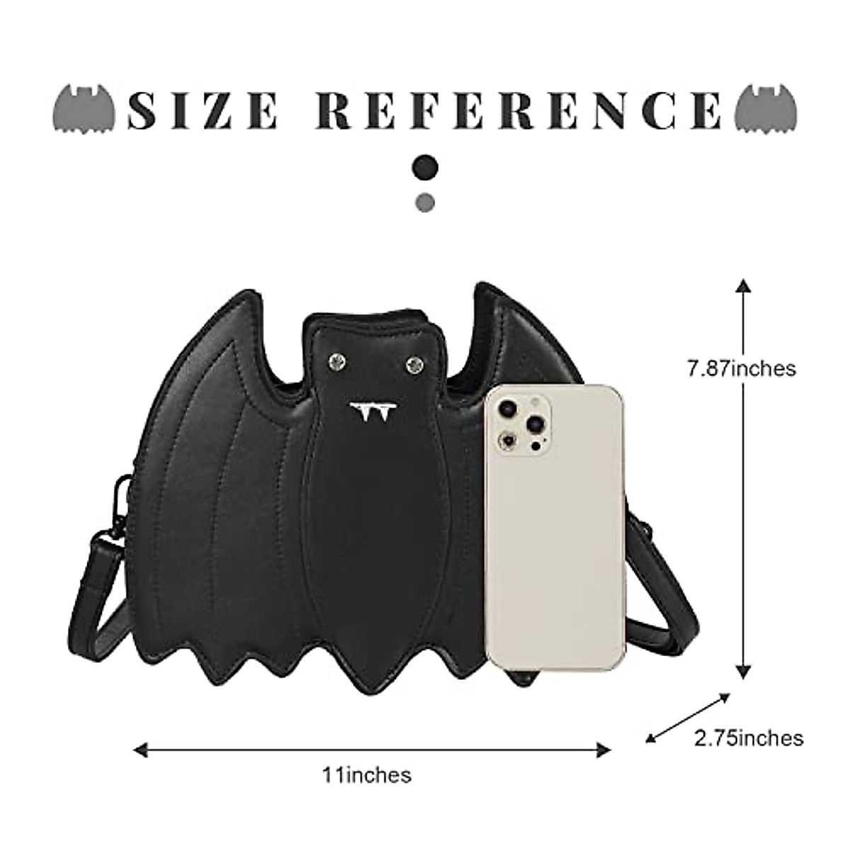 KUANG! Novelty Bat Little Devil Shaped Tote Shoulder Bag Kids Purse Halloween Fashion Dark Punk Style Handbags for Party