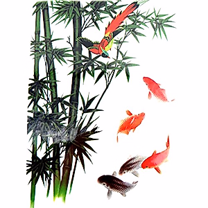 bird gold fish bamboo 8.25" large temporary arm tattoo