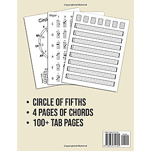 Ukulele Tab Notebook: Blank Ukulele Tablature Writing Paper with Major & Minor Chord Fingering Charts