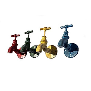 Vintage Garden Art Color Faucet Iron Wall Hooks - Set of 4